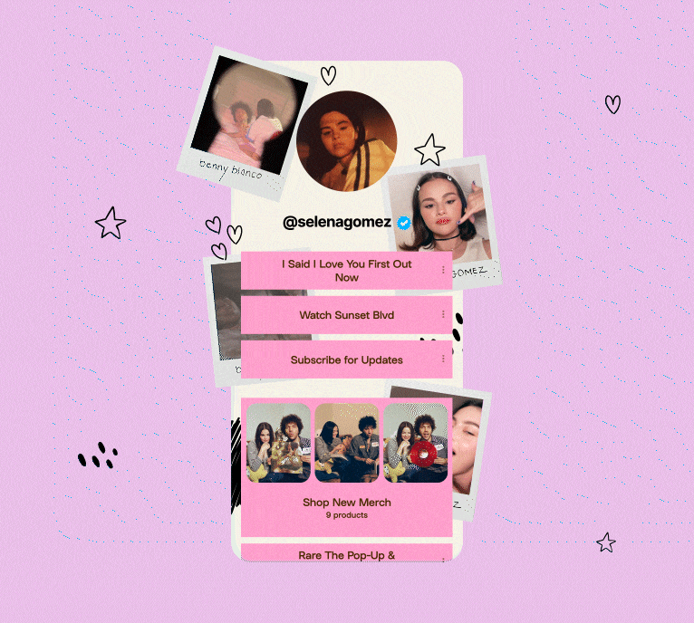 Exclusive Selena Gomez x benny blanco Linktree Theme!